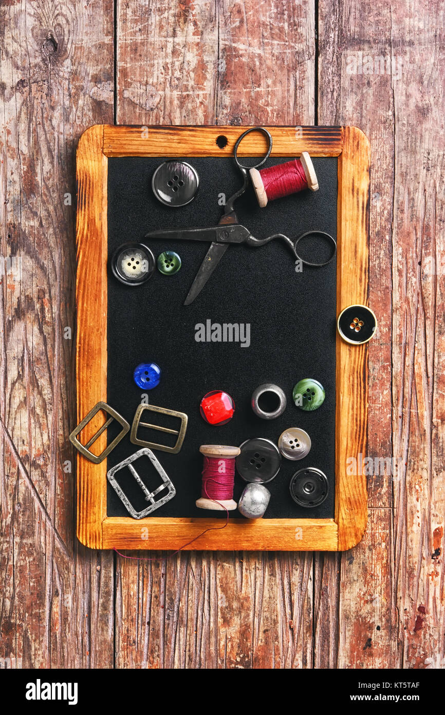 Sewing thread and buttons Stock Photo - Alamy