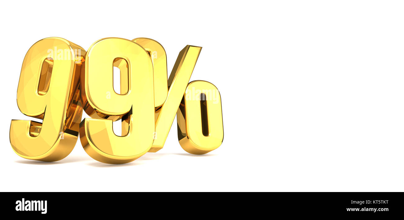 99 % golden 3d render Stock Photo - Alamy