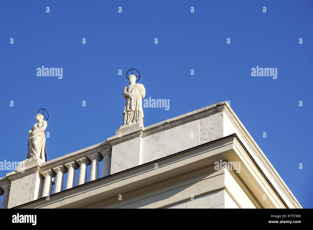 generic statues for decoration on the balcony with the blue sky ...