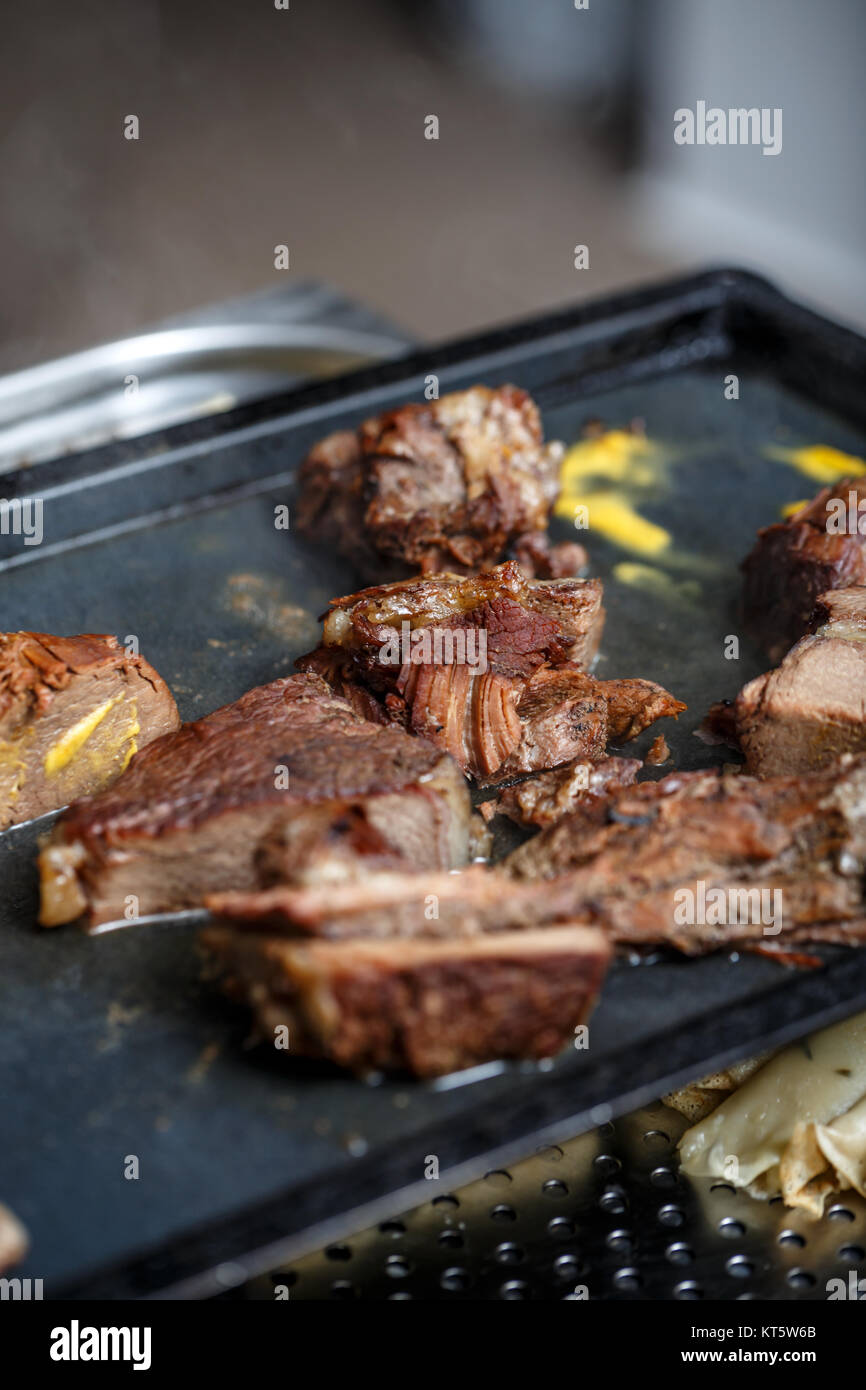 Tray of boiled beef meat Stock Photo - Alamy