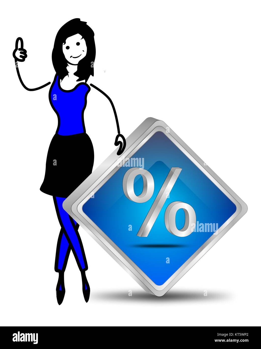 female stick figure with blue Discount button â€“ 3D illustration Stock ...