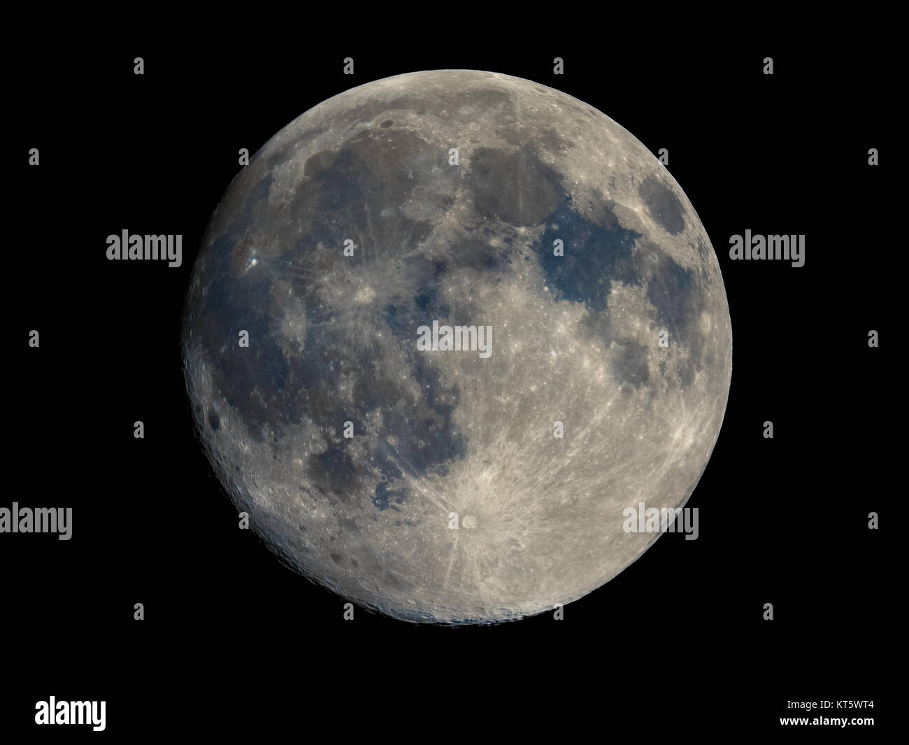 Full moon seen with telescope Stock Photo - Alamy