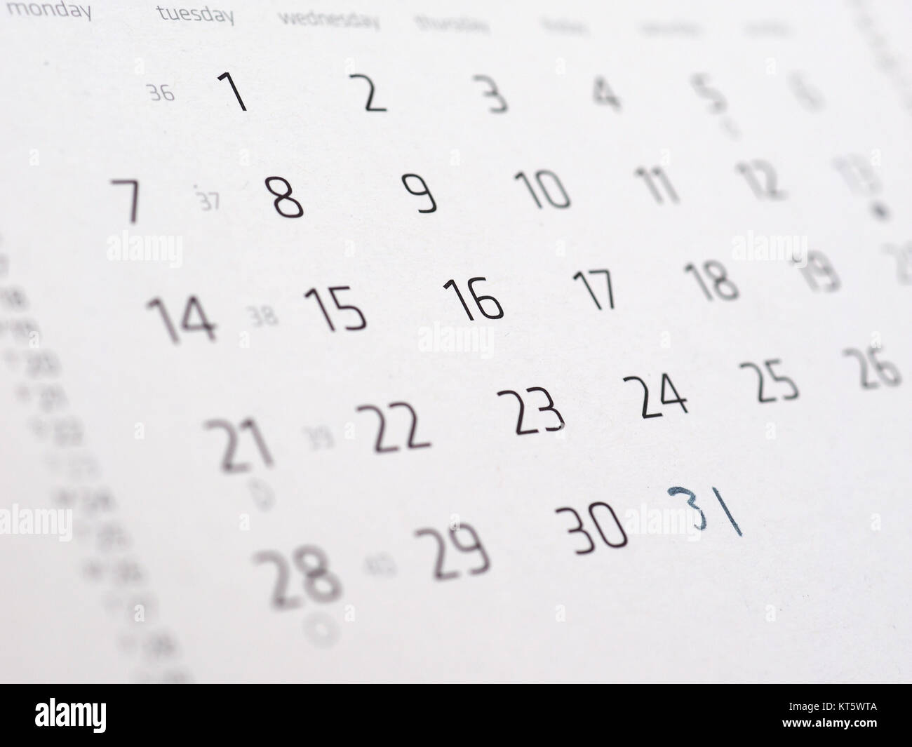 calendar page detail Stock Photo - Alamy