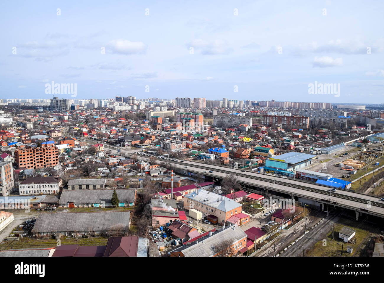 City landscape. The view from the heights of the 24th floor. Krasnodar ...