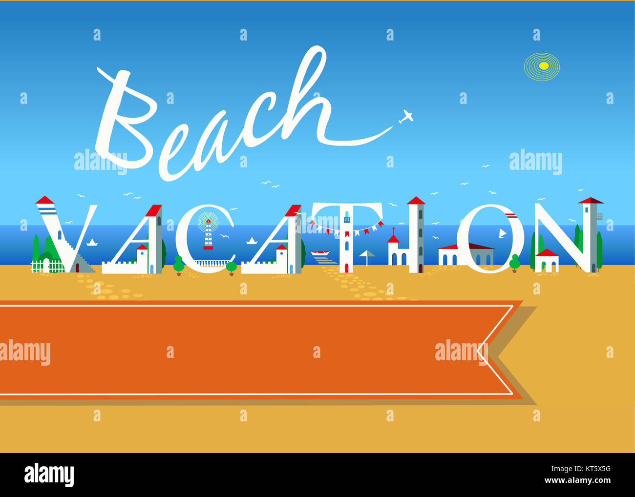 Beach vacation. Travel card Stock Photo - Alamy