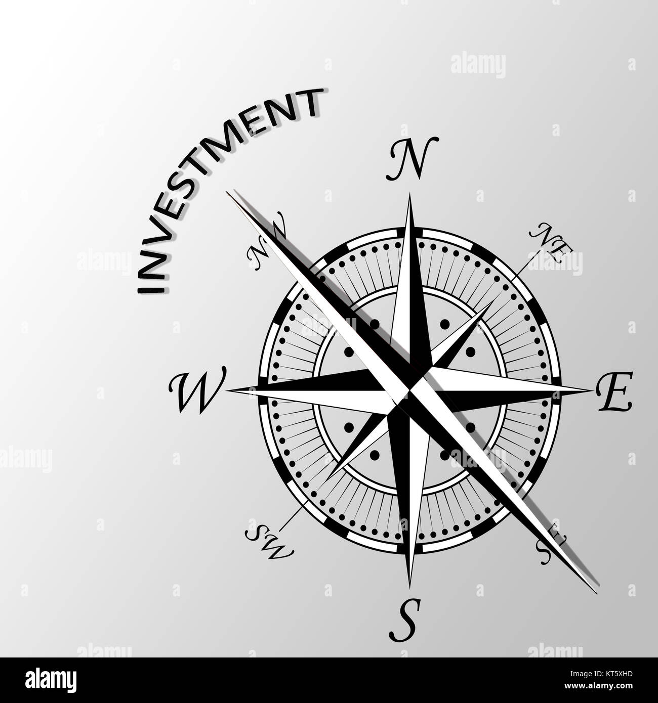 Illustration of Investment written aside compass Stock Photo - Alamy