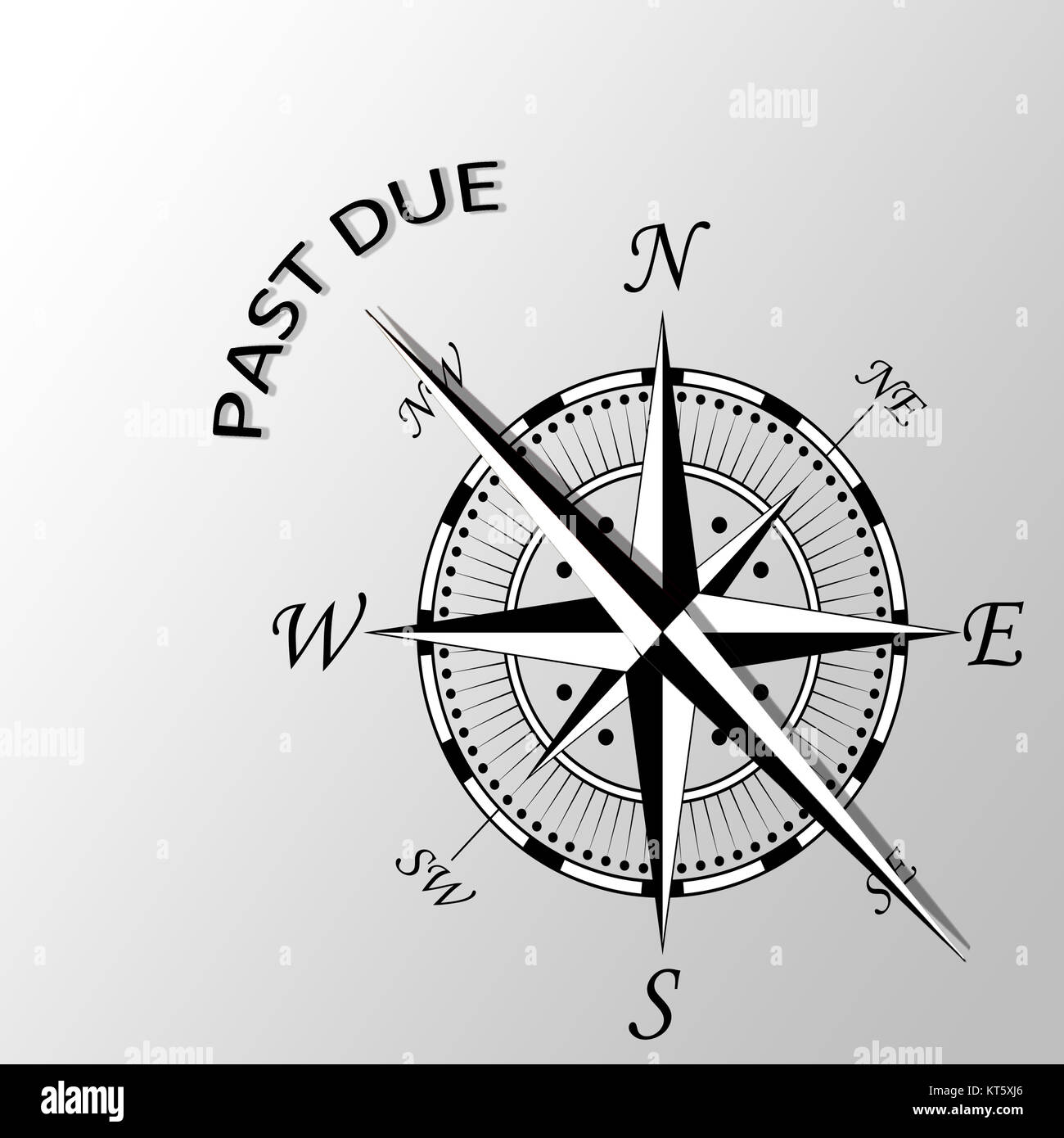 Illustration of past due written aside compass Stock Photo - Alamy