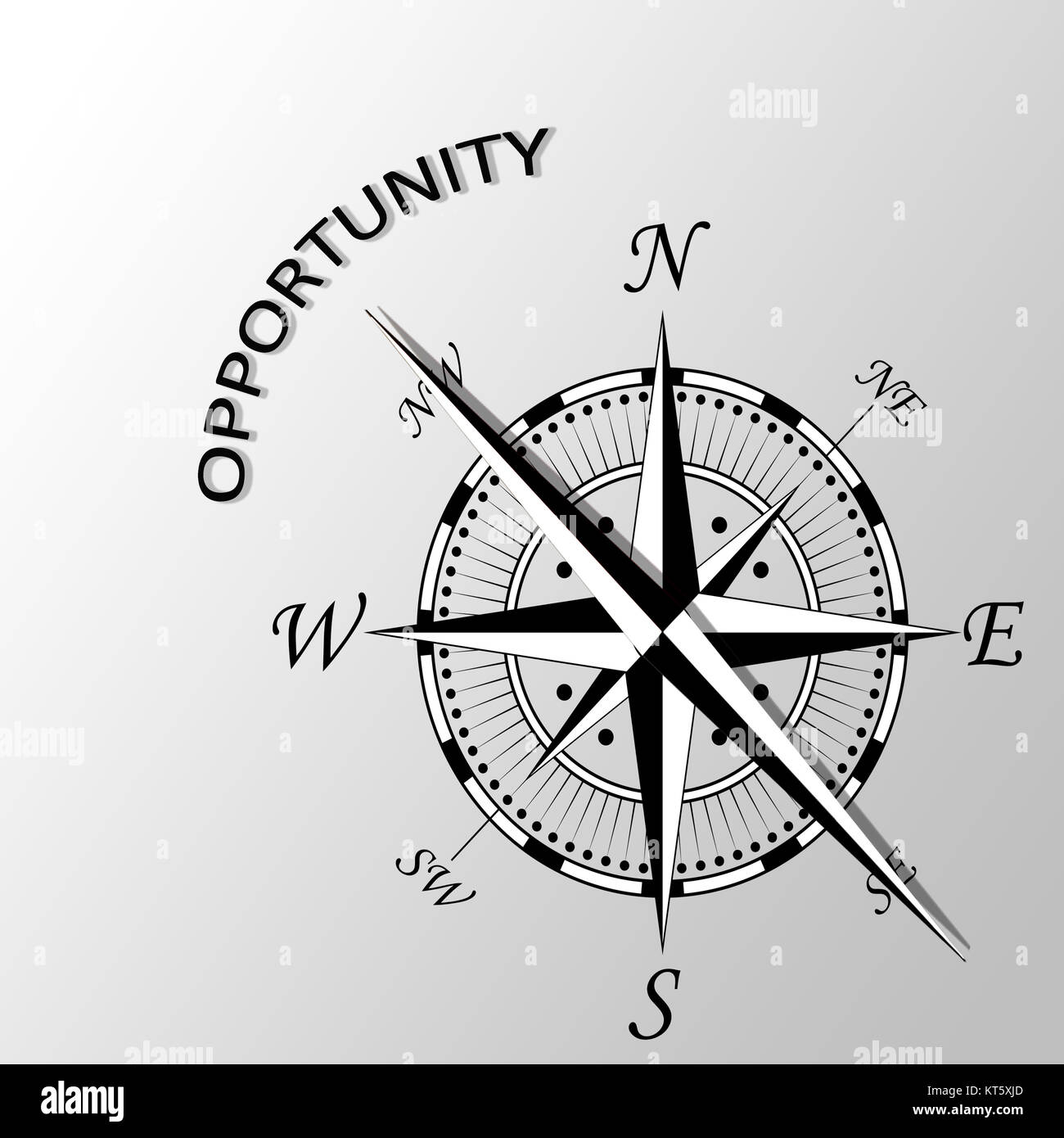 Illustration of Opportunity written aside compass Stock Photo - Alamy