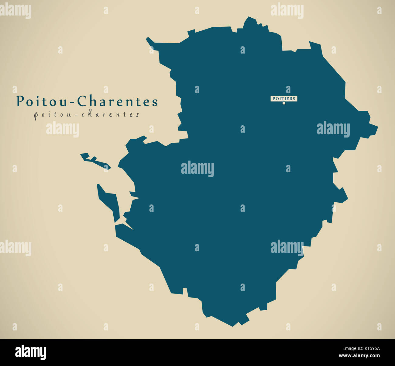 Modern Map - Poitou Charentes France FR illustration Stock Photo - Alamy