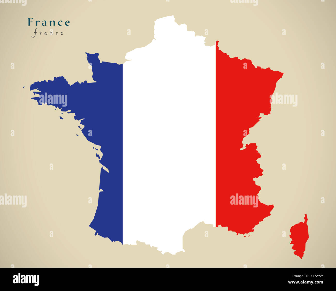 Modern Map - France with national flag FR illustration Stock Photo - Alamy