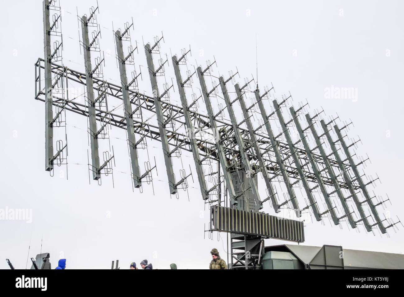 Military radar antenna. A grid of small antennas collected large Stock ...
