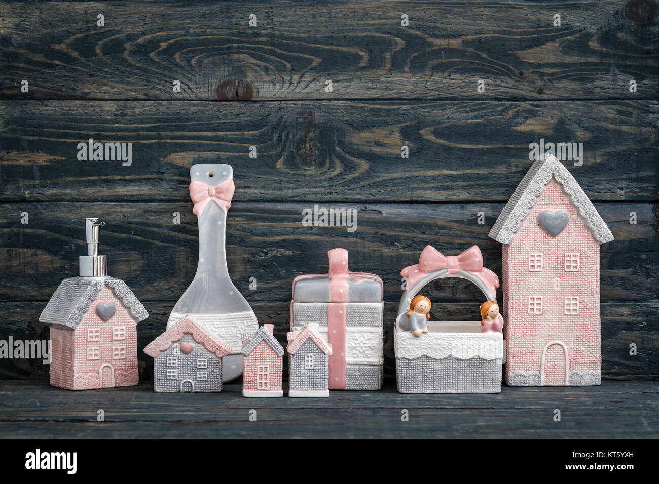 Gray and Pink Cute Decorative Kitchen Utensils Stock Photo - Alamy