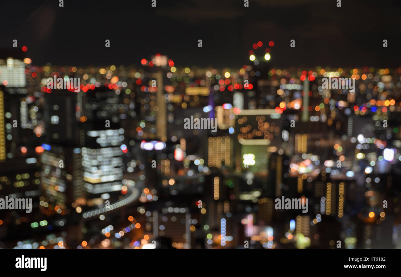 Aerial view of cityscape - defocused night lights Stock Photo - Alamy