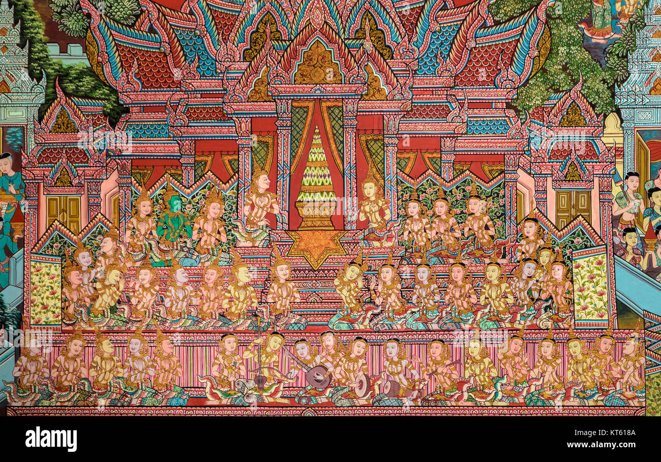 Thai mural painting art Stock Photo - Alamy
