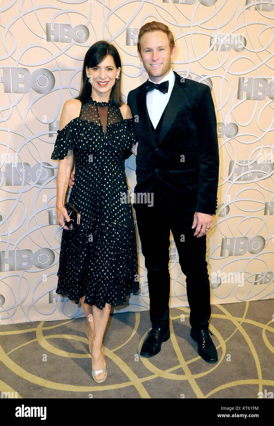 BEVERLY HILLS, CA - JANUARY 08: (L-R) Actress Perrey Reeves and Aaron ...