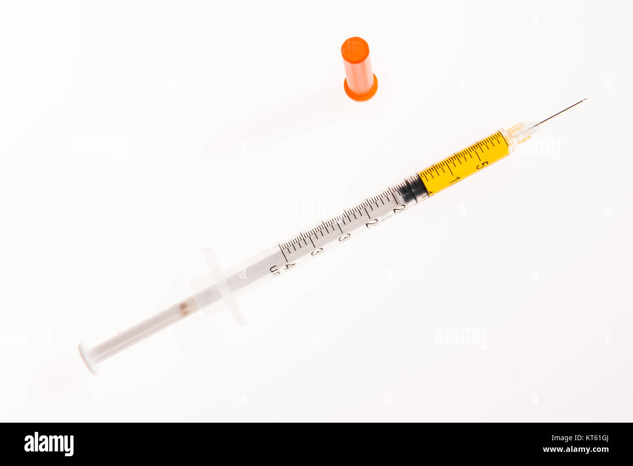 Insulin syringe for diabetes isolated on white, medicine and health ...