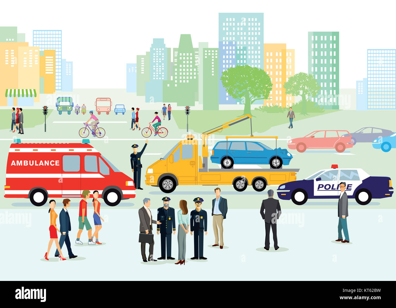 traffic accident with police and ambulance Stock Photo - Alamy