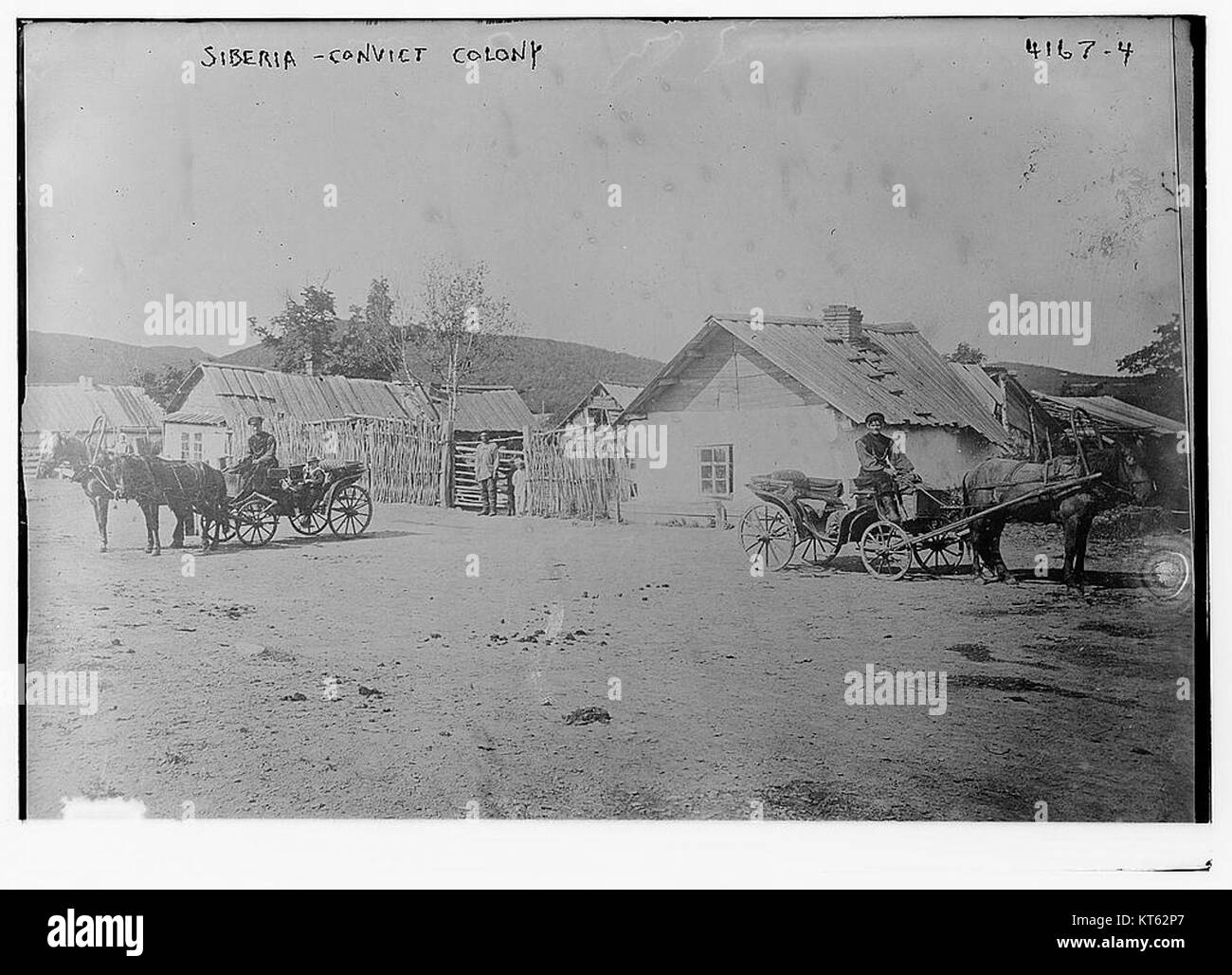 A photograph from Siberia depicting a convict colony, showing the harsh ...