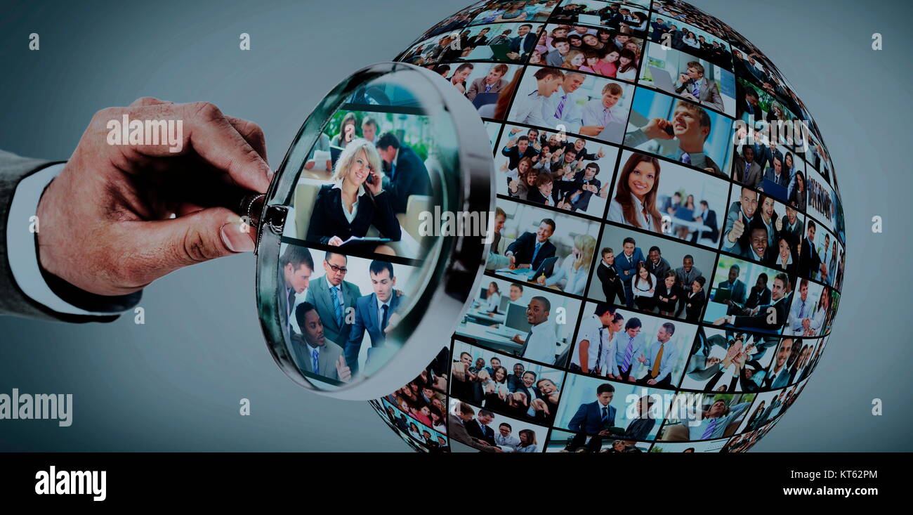 Human resource concept, magnifying glass searching people Stock Photo ...