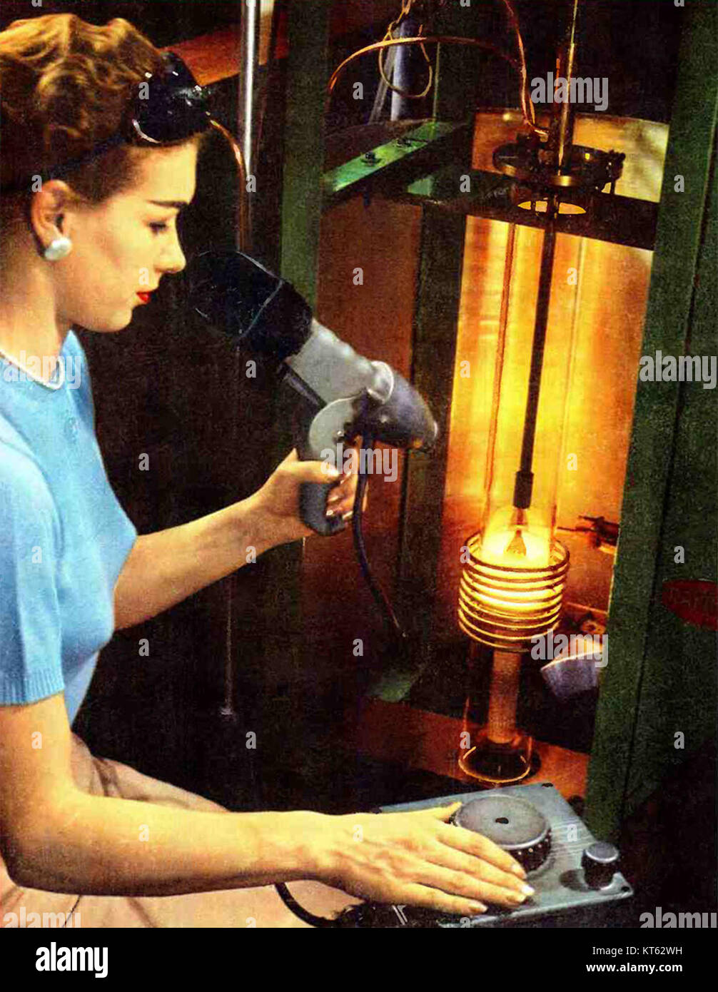 A photograph showing silicon crystals grown using the Czochralski ...