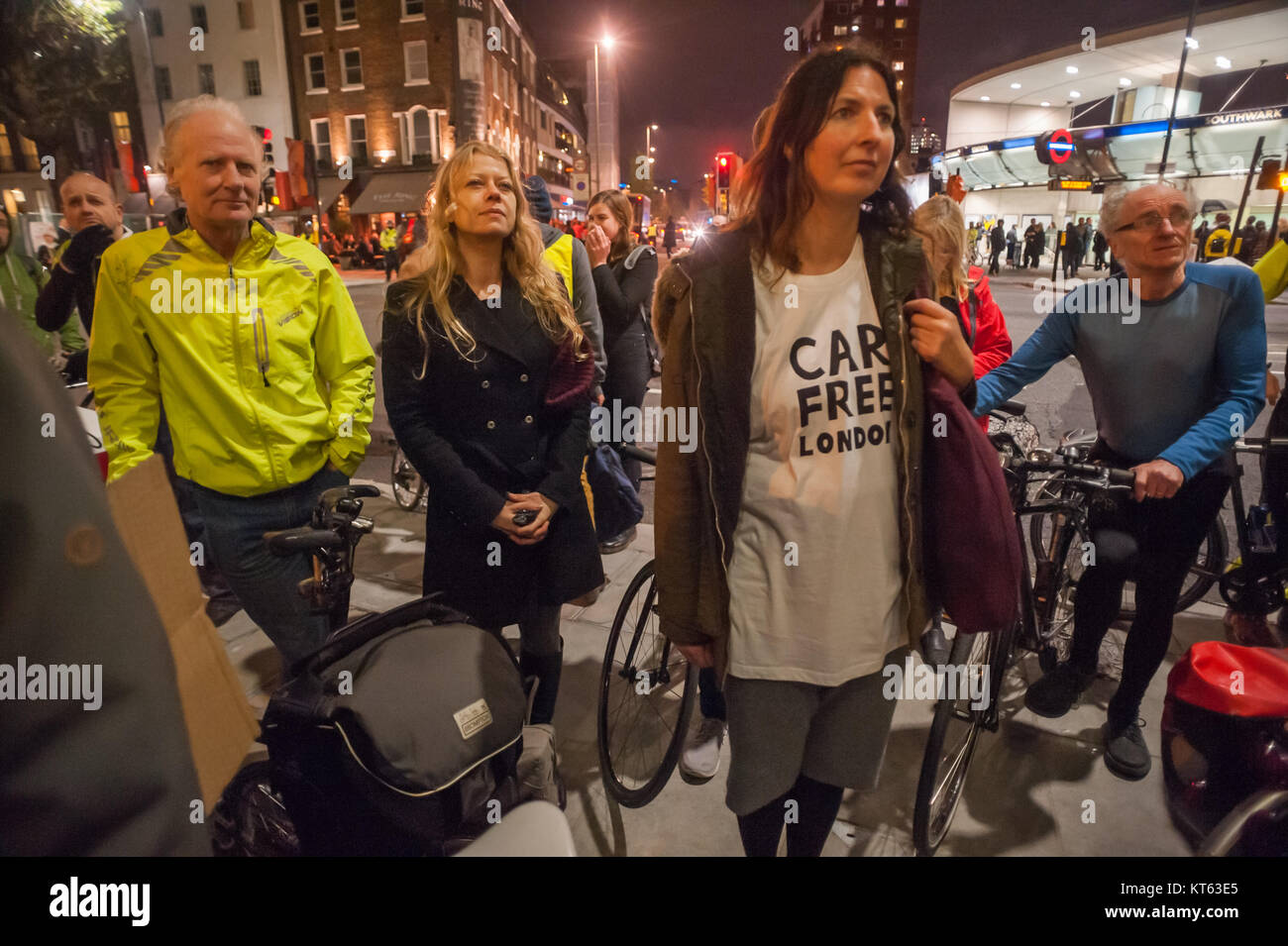 Green Party Mayoral candidate Sian Berry (centre left) with others at ...