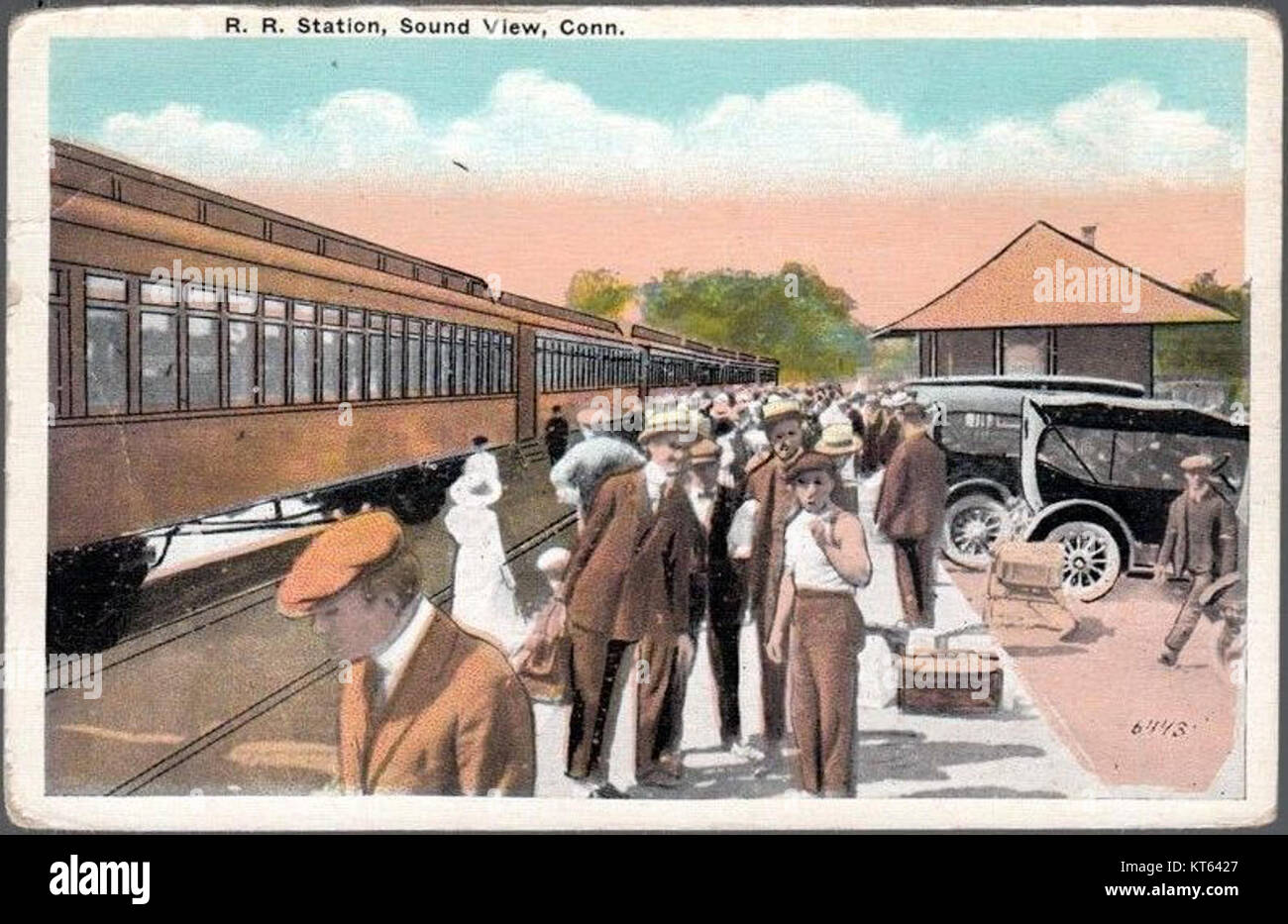 This vintage postcard showcases Sound View Station, a notable location ...