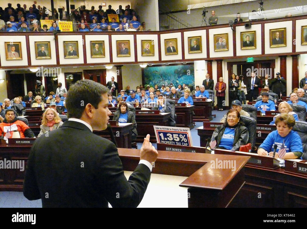 A photo of Speaker Marco Rubio taken from behind, showcasing his role ...