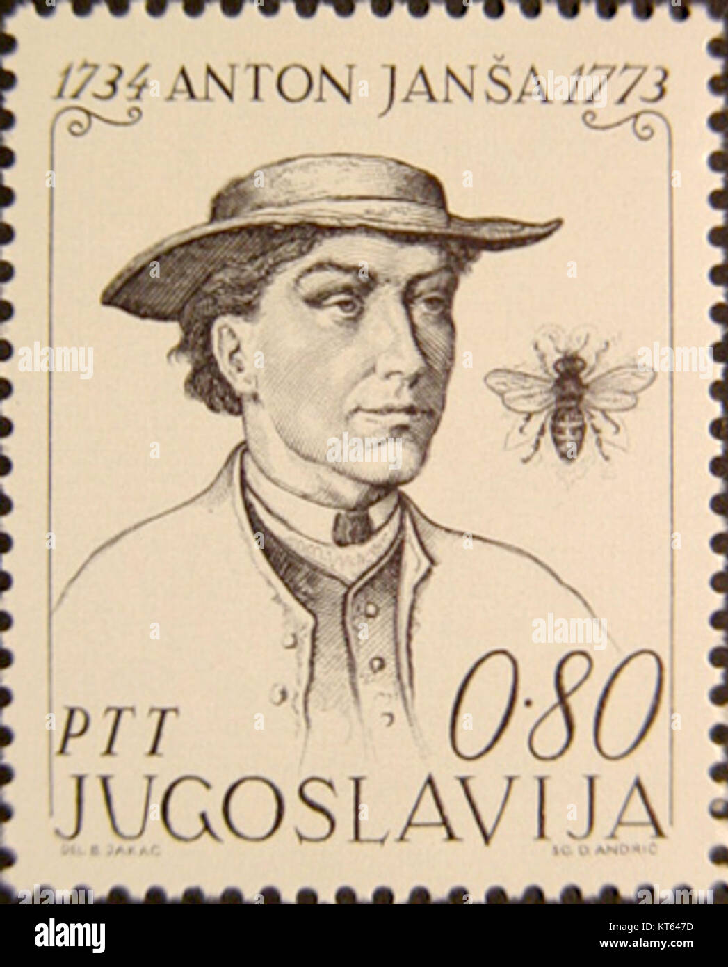 This 1973 Yugoslavian stamp features Anton JanÄ a, commemorating his ...