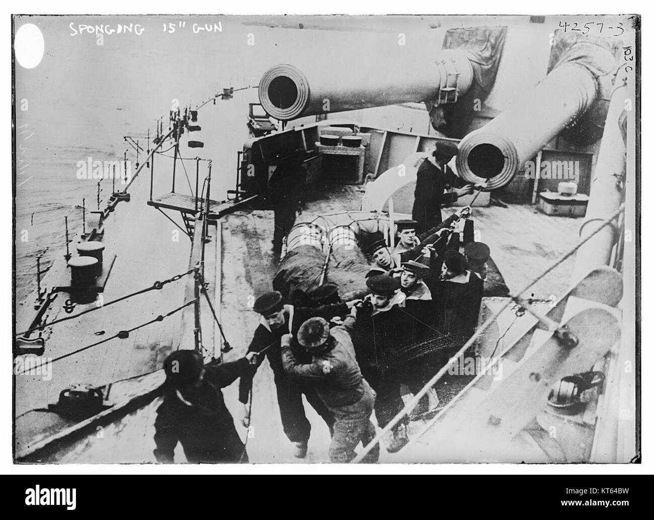 The image of the 'Sponging 15 gun' depicts a naval artillery piece in ...