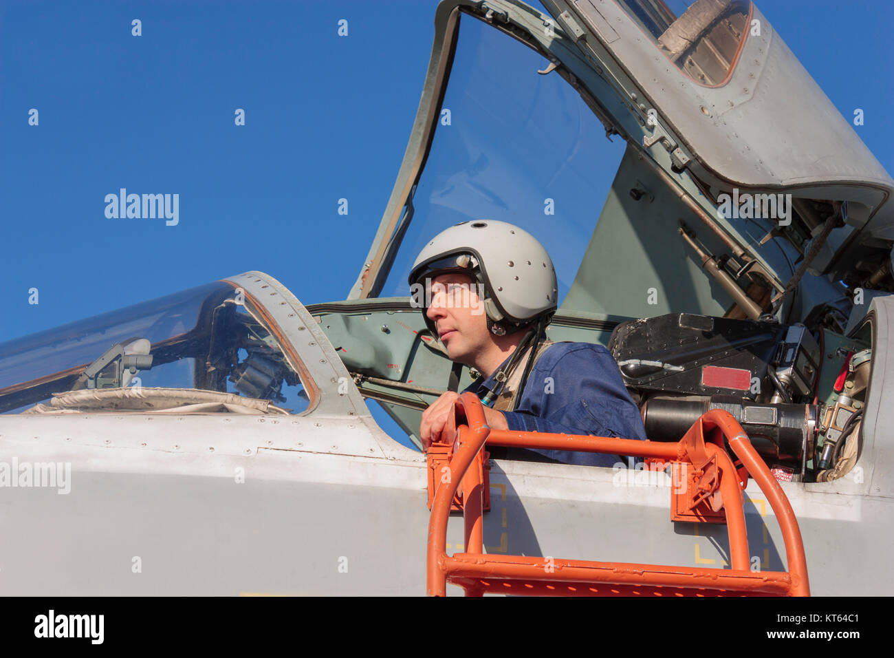 Military pilot in the cockpit of a jet aircraft Stock Photo - Alamy