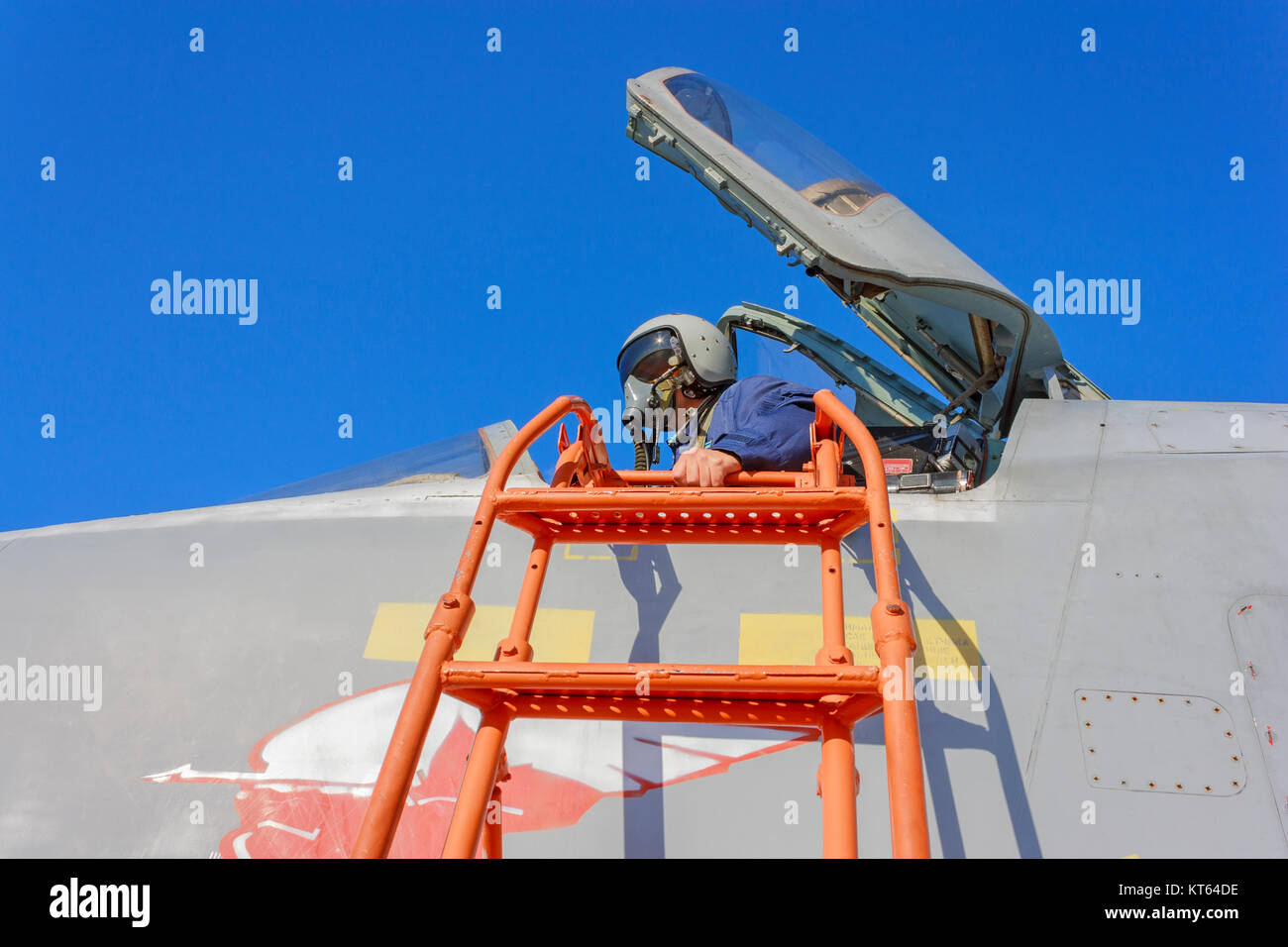 Military pilot in the cockpit of a jet aircraft Stock Photo - Alamy