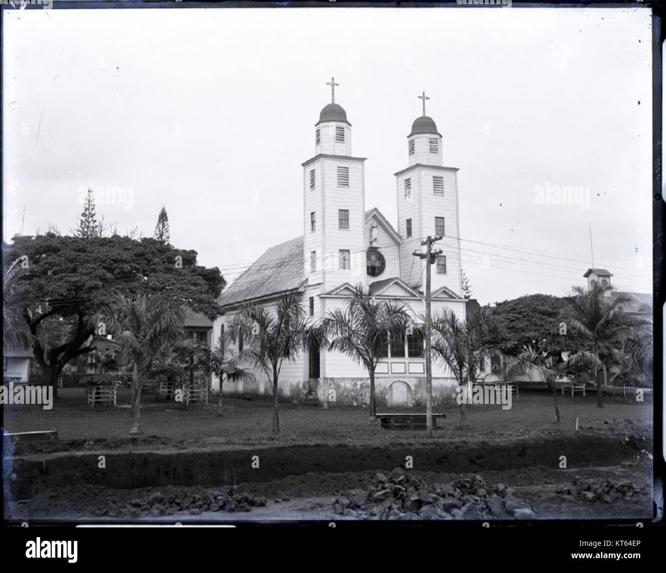 This photograph shows St. Josephâ€™s Church in Hilo, Hawaii, captured ...