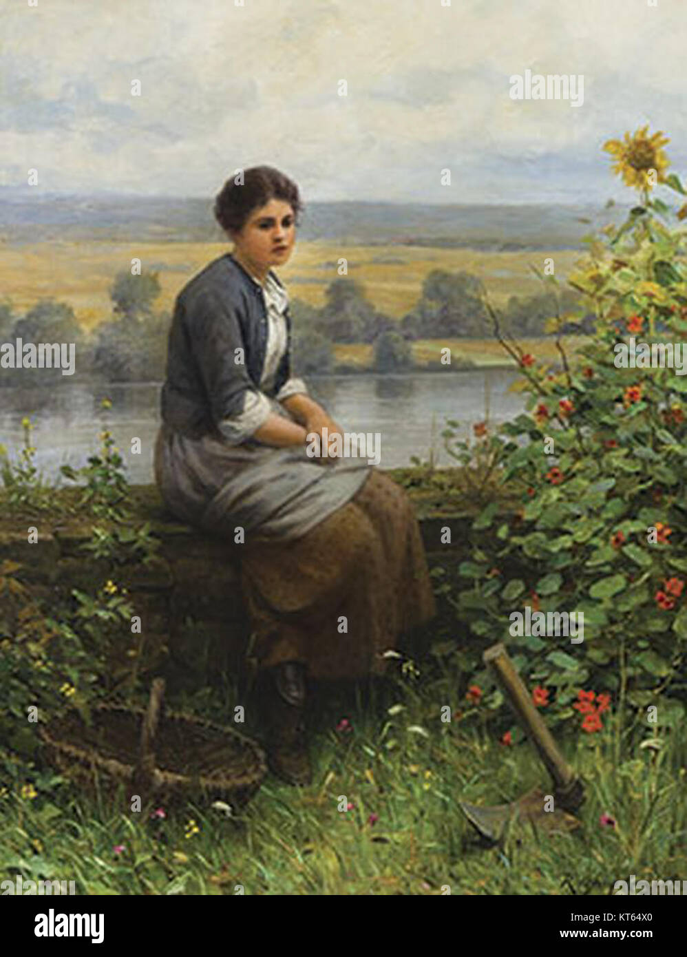 'An Idle Moment' is an oil on canvas painting by Daniel Ridgway Knight ...