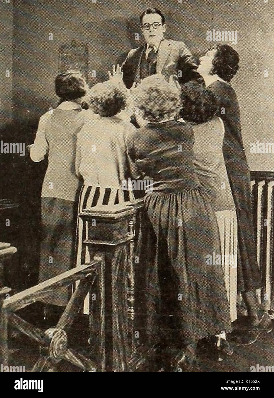 This still from the 1924 silent film *Girl Shy* shows a scene from the film starring Harold ...