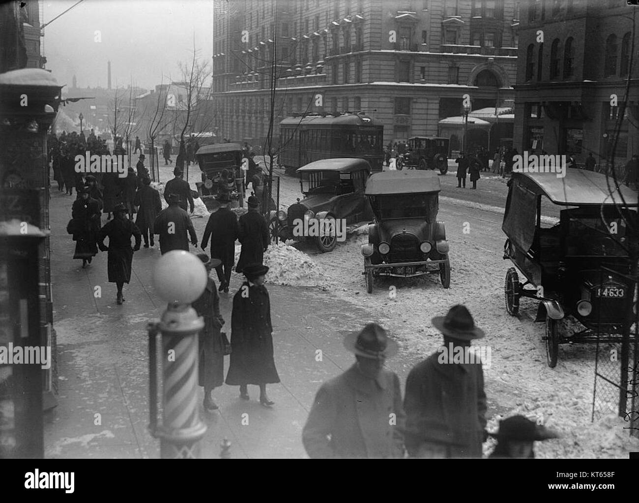A winter street scene showing snow-covered streets, highlighting the ...