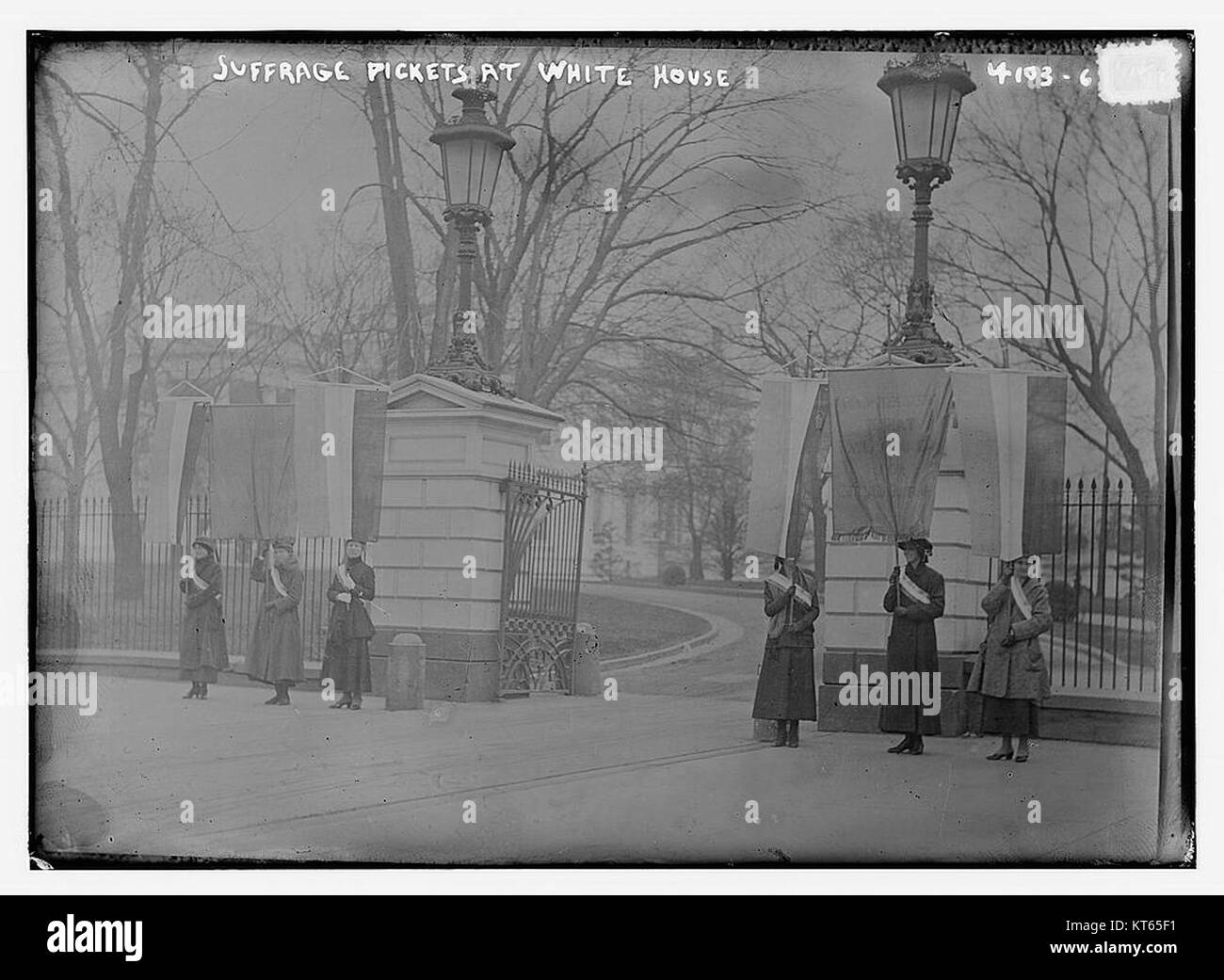 This photo from 1917 shows suffrage picketers at the White House in ...