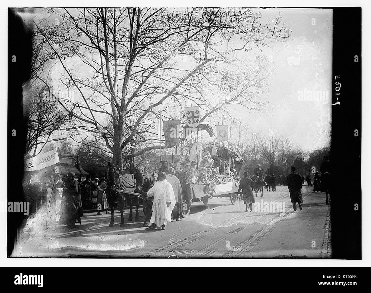 The Suffrage Parade float, named 'Bible Lands Float,' highlights the ...