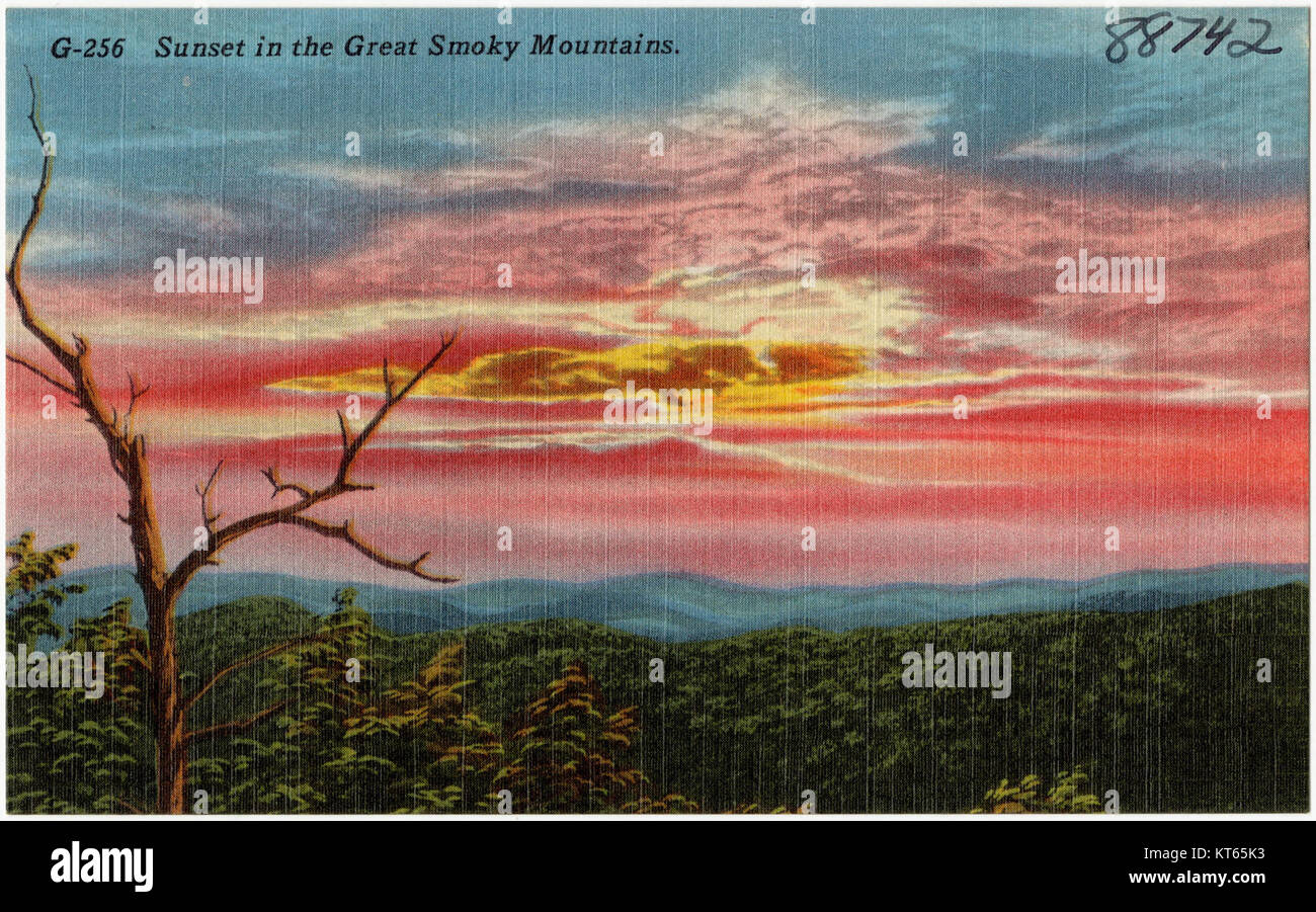 A breathtaking sunset over the Great Smoky Mountains, capturing the ...