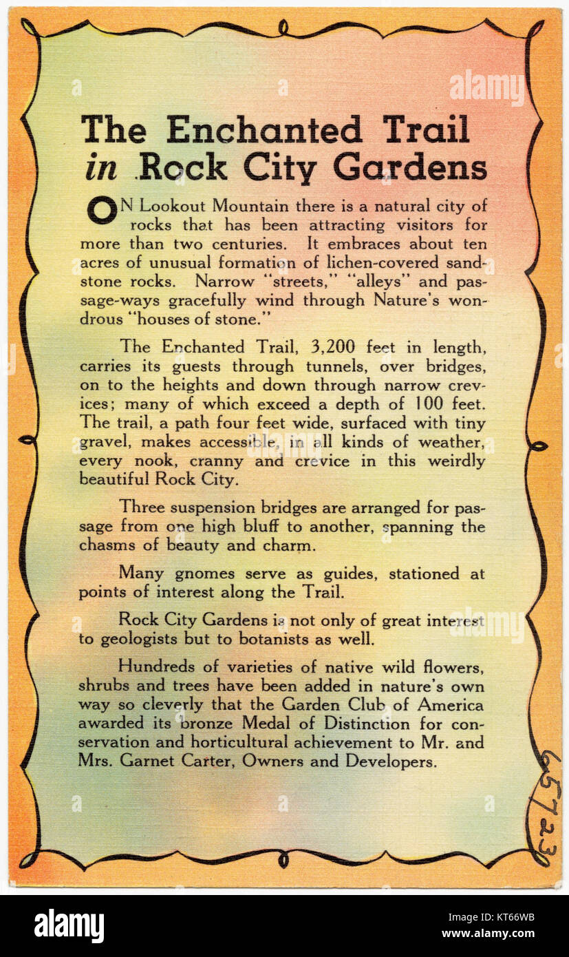 The Enchanted Trail in Rock City Gardens is a scenic pathway located in ...