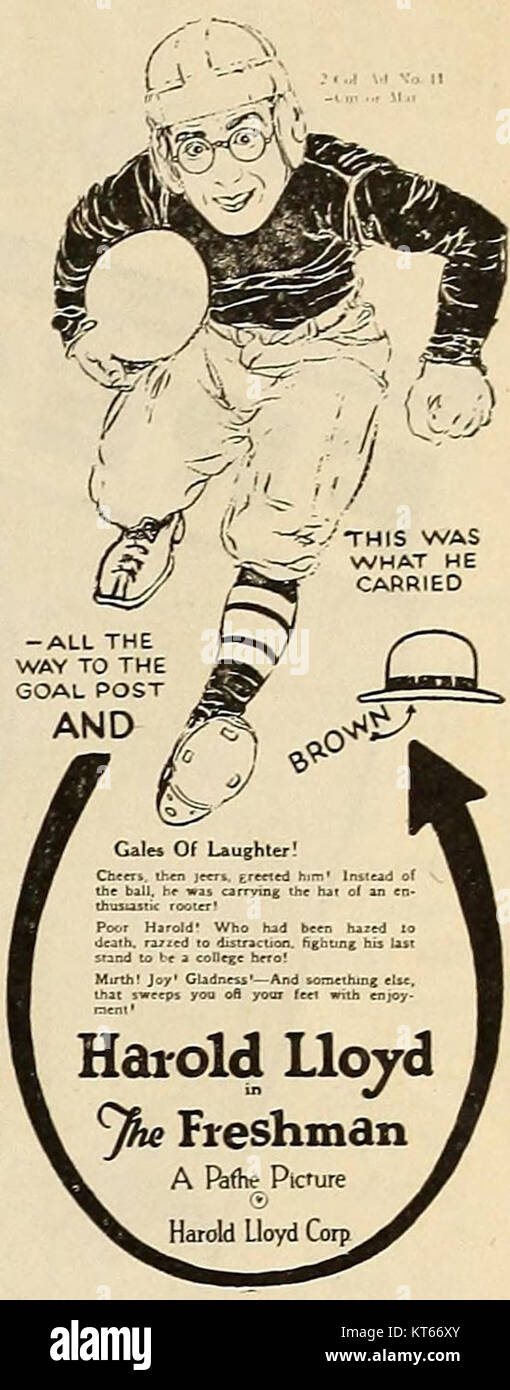Advertisement for the 1925 film 'The Freshman,' starring Harold Lloyd ...