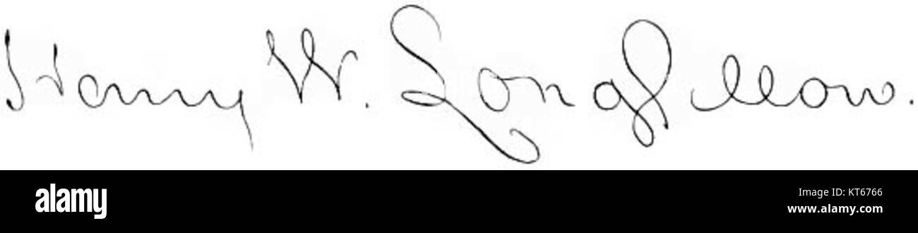 The signature of Henry Wadsworth Longfellow, the famous American poet ...