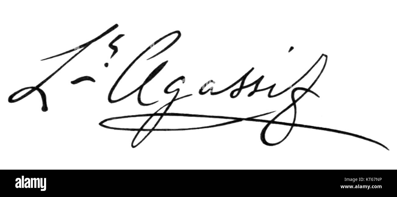 The signature of Jean Louis Rudolphe Agassiz, a renowned Swiss ...