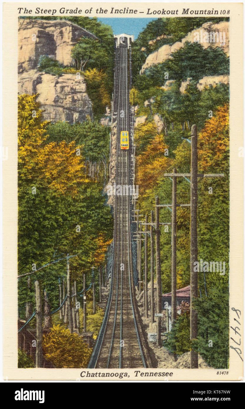 Photograph of the steep incline on Lookout Mountain in Chattanooga ...