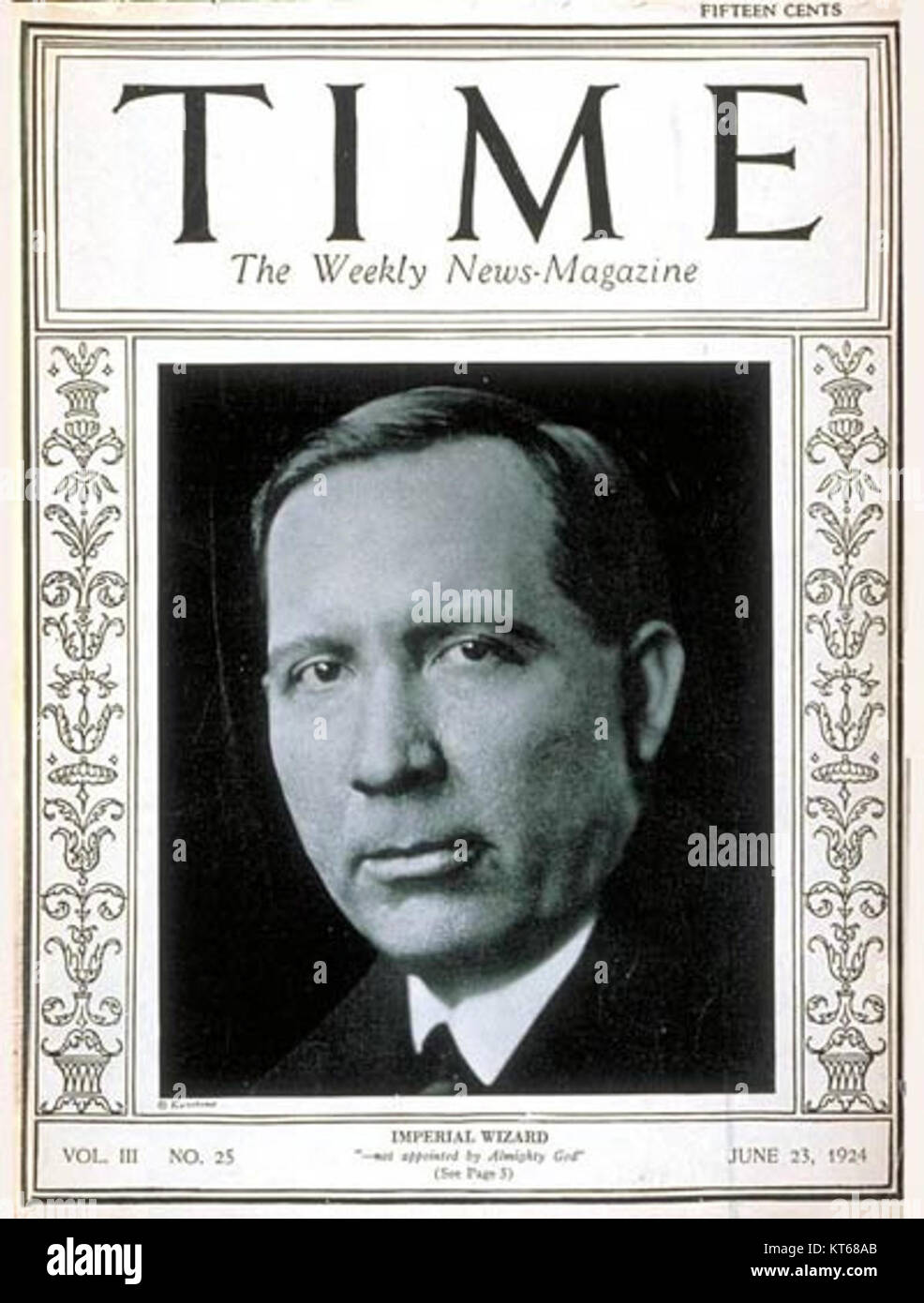 The cover of TIME magazine from 1924 features H.W. Evans, an important ...