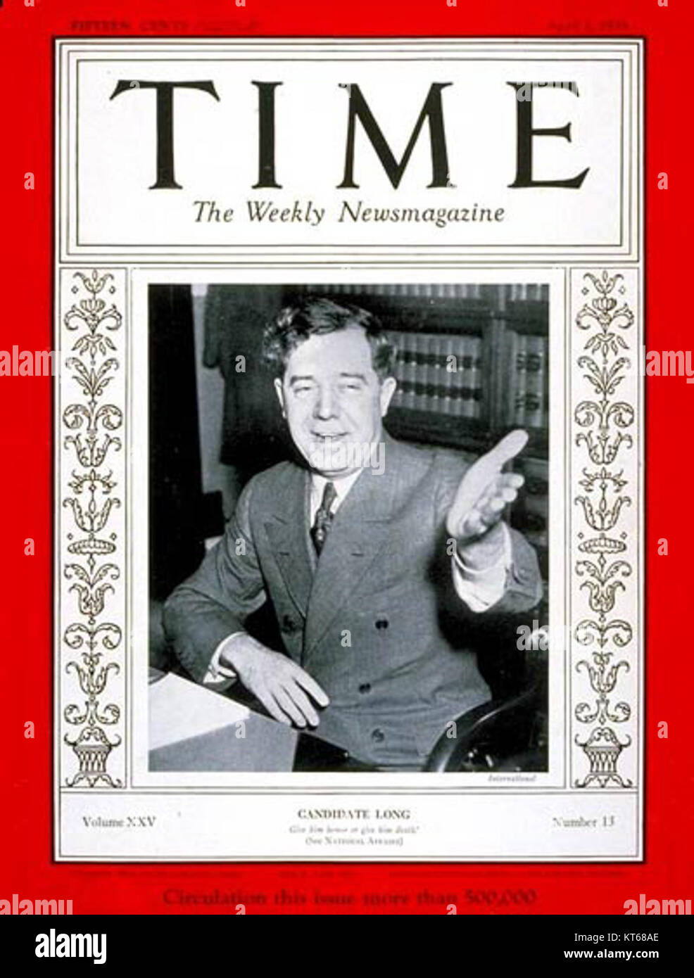 A historical image from Time Magazine featuring Huey Long, a prominent ...
