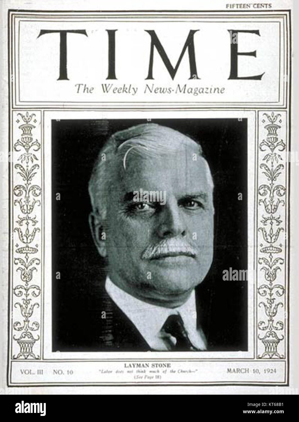 The cover of Time Magazine featuring Warren S. Stone, an American labor ...