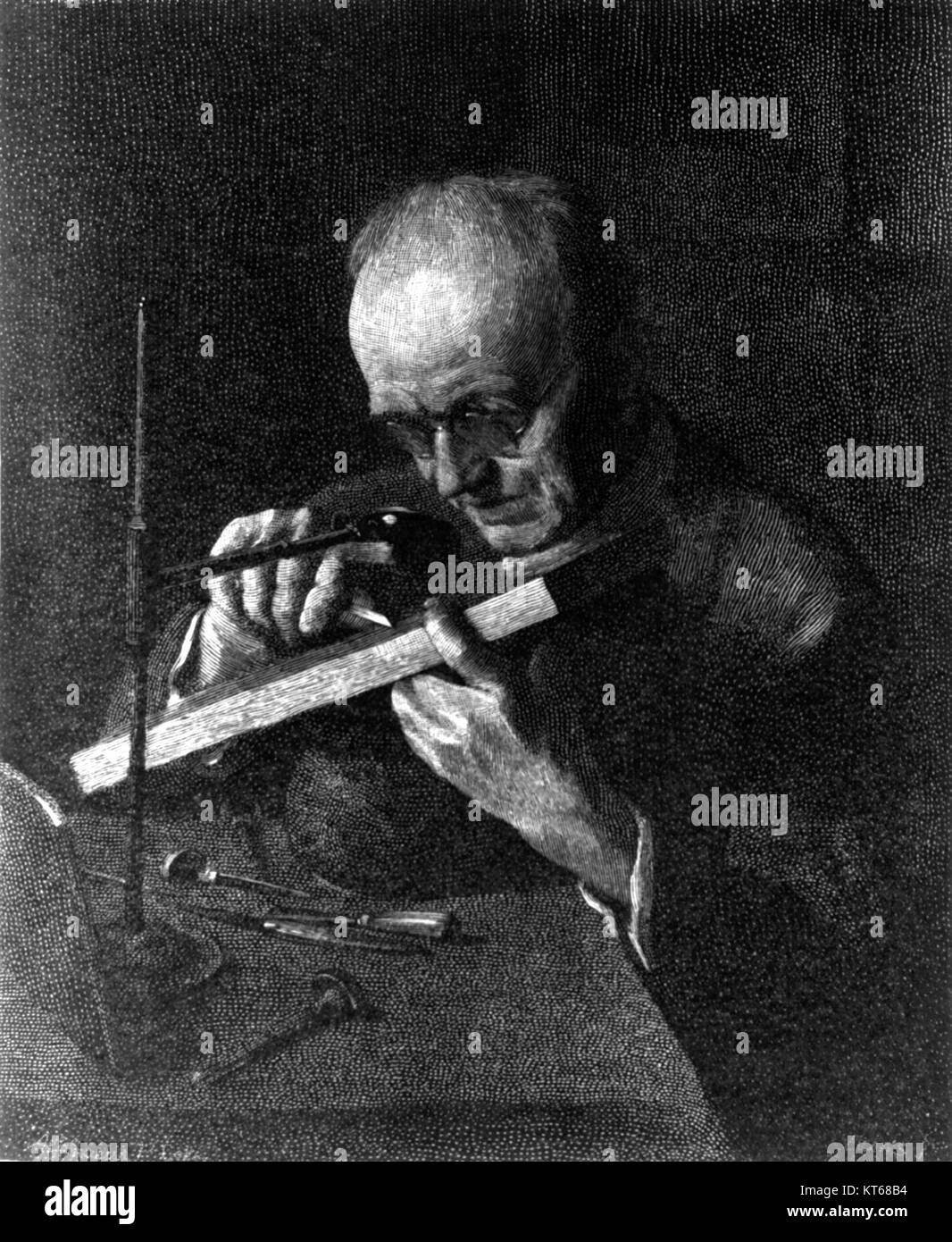 Timothy Cole, an American figure, is captured at work in this 20th ...