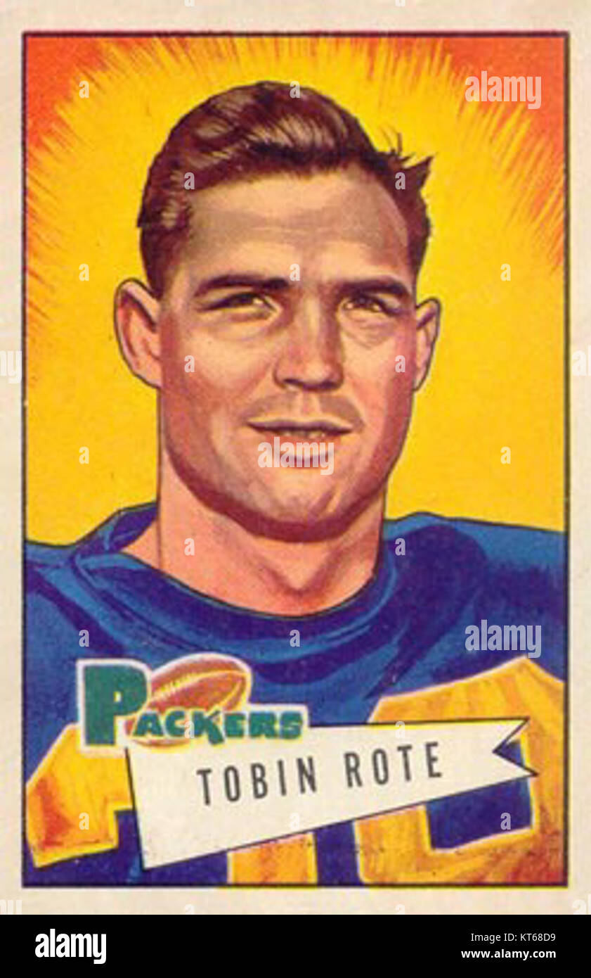 Tobin Rote, a professional football player, featured in the 1952 Bowman ...