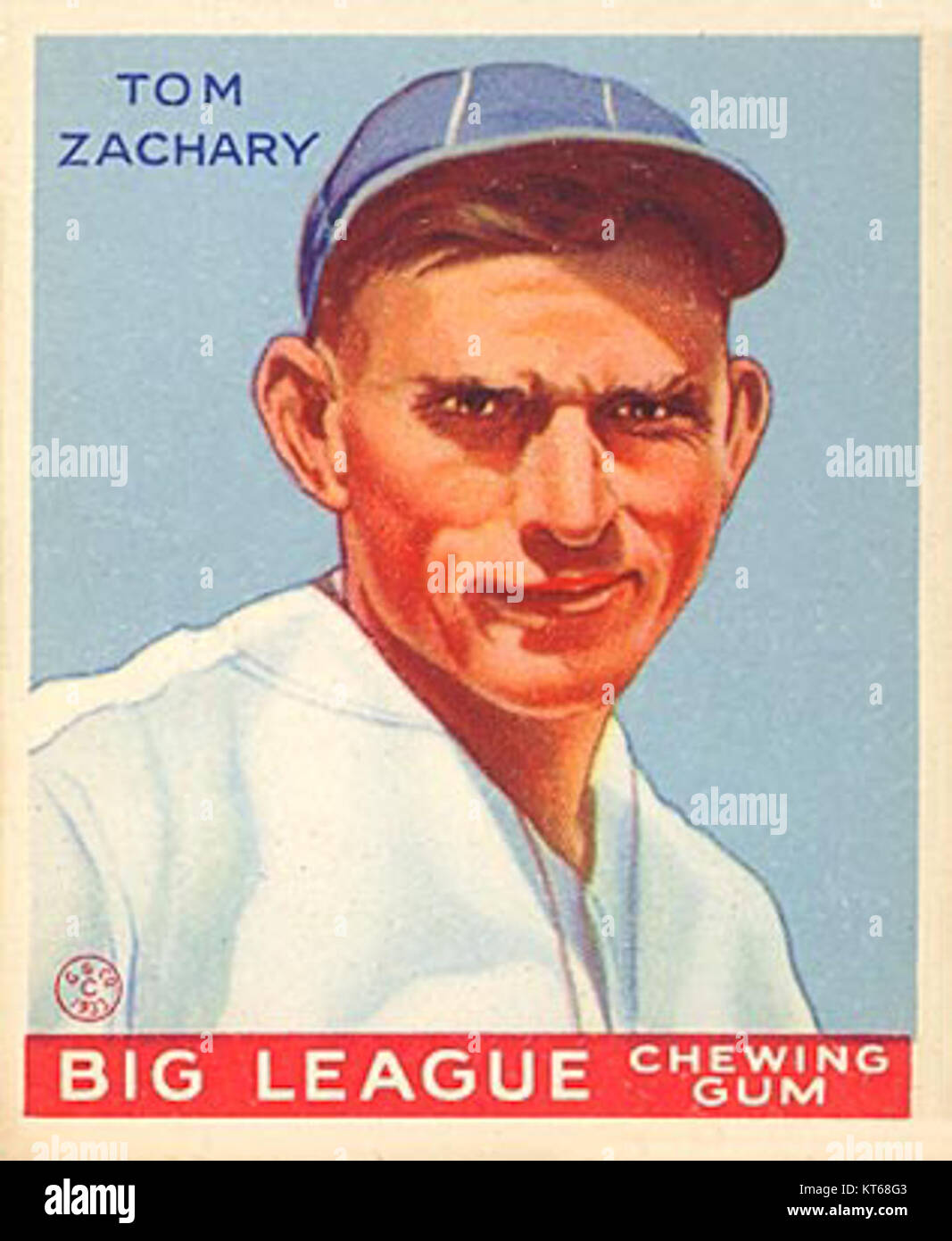 A Goudey baseball card from 1933 featuring Tom Zachary, a professional ...