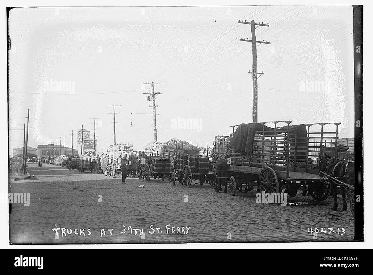 This photo shows trucks lined up at the 47th St. Ferry, an important ...